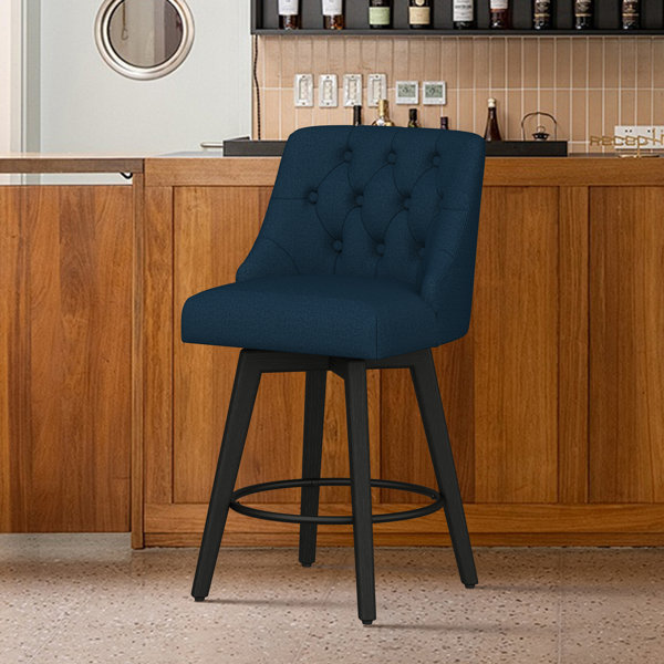 Red Barrel Studio® Malakeh Swivel Upholstered Counter Stool with Solid Wood Frame | Wayfair